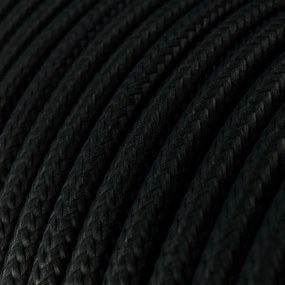 creative cables Závěsná lampa s textilním kabelem a dvojitým stínidlem Tub-E14, dřevo a kov Barva: Neutrální-černá