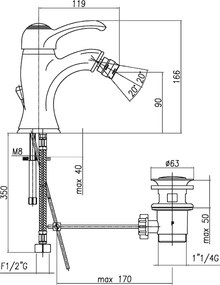 SAPHO KIRKÉ stojánková bidetová retro baterie s výpustí, zlato KI03Z