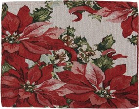 6ks béžovo-červené látkové prostírání s vánočními hvězdami - 33*45 cm