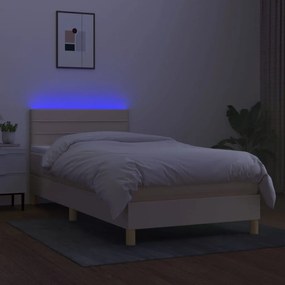 Box spring postel s matrací a LED krémová 80 x 200 cm textil 3133754