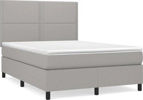 Box spring postel s matrací světle šedá 140 x 200 cm textil 3141697