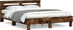 Rám postele s čelem kouřový dub 140 x 190 cm kompozitní dřevo 3207438