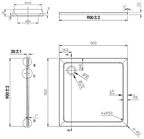 Olsen Spa Venets 90 x 90 x 3 cm VANKCTVE90 sprchová vanička