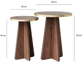 Sada konferenčních stolků Mushroom Gold and Walnut, 2 ks