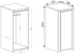 Casarredo Šatní skříň 1D LABRO dub ribbeck/bílá lesk