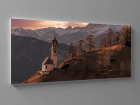 Liox XXL Obraz kostel v alpských dolomitech Rozměr: 250 x 125 cm