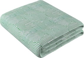Přehoz na postel 220x260 cm barva zelená látka pletený vzor, vzorované