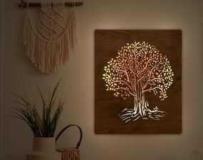 Li-Go "Lípa" světelný obraz s baterií 42x50 cm provedení povrchu: dub