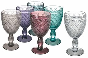 VILLA D’ESTE HOME TIVOLI Set designových sklenic Castle 6 kusů, barevný, reliéf, 280 ml