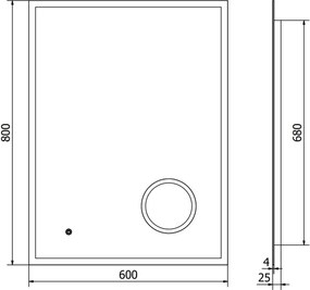 Mexen Kala osvětlené koupelnové zrcadlo s kosmetickým zrcátkem 60 x 80 cm, LED 6000K, anti-fog - 9820-060-080-611-00