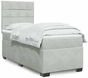 Box spring postel s matrací světle šedá 100x200 cm samet 3293134