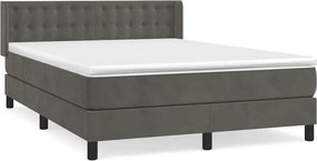 Box spring postel s matrací tmavě šedý 140 x 190 cm samet 3131196