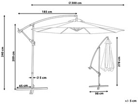 Venkovní zahradní slunečník červený 300cm RAVENNA Beliani