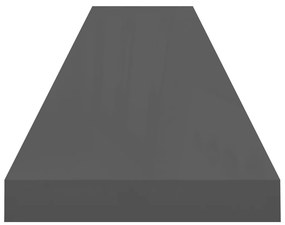 vidaXL Plovoucí nástěnné police 4 ks lesklé šedé 120x23,5x3,8 cm MDF