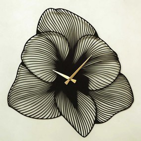 Wallexpert Dekorativní kovové nástěnné hodiny Azalea Metal Wall Clock - APS039 70 - Black, Černá