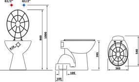 Aqualine keramická výlevka samostatně stojící s roštem spodní odpad bílá 36x54 cm VKS01