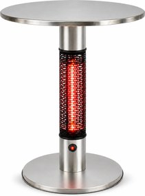 Vyhřívaný terasový stůl s infrazářičem, výška 790 mm, 1500 W, Ø 600 mm, nerezový