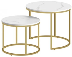 Set dvou konferenčních stolků - mramorové (zlaté nohy)