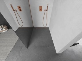 Mexen Kioto, sprchová zástěna Walk-In 140 x 200 cm, 8mm sklo vzor zrcadlo, měděný matný profil, 800-140-101-65-50