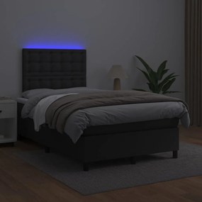 Box spring postel s matrací a LED černá 120x200 cm umělá kůže 3135933