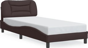 Rám postele s LED bez matrace Hvar tmavě hnědý 90 x 190 cm textil 3213672
