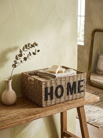 Sinsay - Pletený úložný koš s nápisem Home - béžová