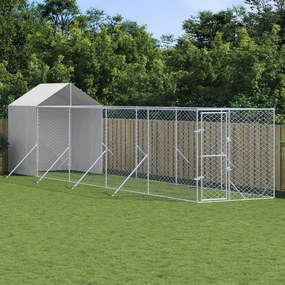 Venkovní psí kotec se střechou stříbrný 2 x 10 x 2,5 m ocel 3190476