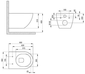 Deante Toilet bowl, with seat, rimless