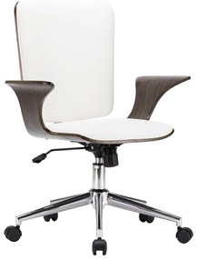 Otočná kancelářská židle bílá umělá kůže ohýbané dřevo,  283133