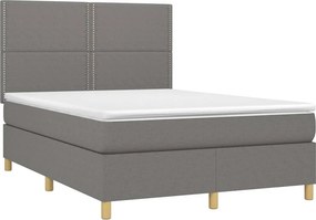 Box spring postel s matrací a LED tmavě šedá 140x200 cm textil 3135358