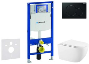 Geberit Duofix - Set předstěnové instalace, klozetu Gaia sedátka softclose, tlačítko Sigma01, černá SANI11CA5134