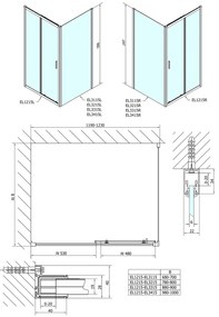 Polysan, Easy Line obdélníková sprchová zástěna 1200x900mm L/P varianta, EL1215EL3315