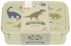 A Little Lovely Company Svačinový box Bento Dinosaurus 1,2 l, zelená barva, plast