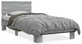Rám postele šedý sonoma 90 x 200 cm kompozitní dřevo a kov,  845810