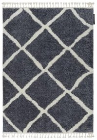 koberec BERBER CROSS B5950, šedo bílý střapce, Maroko Shaggy velikost 70x300 cm | krásné koberce cz