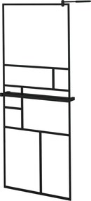 Zástěna do průchozí sprchy s policí černá 80x195 cm ESG/hliník 3185449