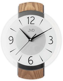 JVD Nástěnné dřevěné skleněné netikající tiché hodiny JVD NS22018/78