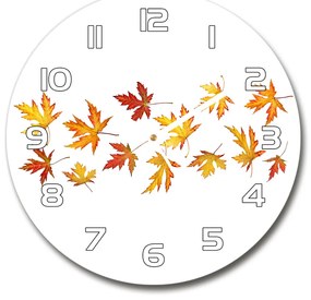 Wallmuralia Skleněné hodiny kulaté Podzimní listí fi 30 cm