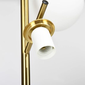 HOMCOM Stojací lampa v retro designu, stojací lampa, stojací lampa s 3 stínidly, sklo, zlatá