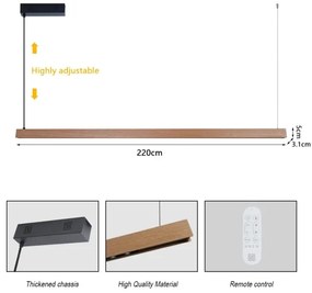 Immax NEO 07305L - LED Stm lustr na lanku MADEIRA 44W/230V Wi-Fi Tuya 202 cm dub