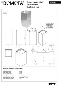 Bemeta Design Odpadkový koš, 72 l, nerez, mat - 101915135
