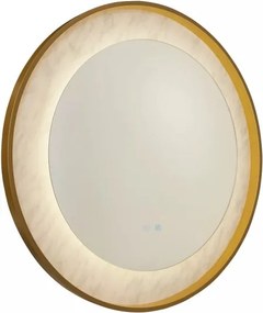 Searchlight 96060GO Stmívatelné kulaté zrcadlo s LED, MARBLE IP44, dotykový spínač, CCT 2700K-4000K, ZLATÉ