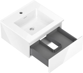 Mexen Orio, koupelnová skříňka 50 cm s umyvadlem Otis, 1 zásuvka, bílá lesklá, 91A10-05023-1-BF00-W18M00