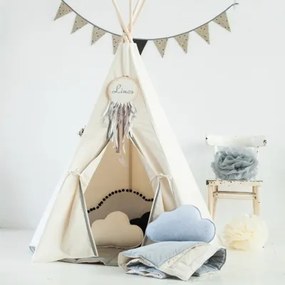 Dětské Týpí / Teepee - Šedé bambulky 900