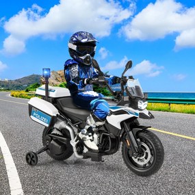 Costway Policejní motocykl pro děti motocykl na baterie se 2 tréninkovými koly