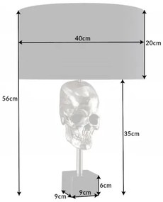 Stříbrná stolní lampa Skull
