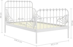 Prodloužitelný rám postele bílý kov 80 x 130/200 cm 324741
