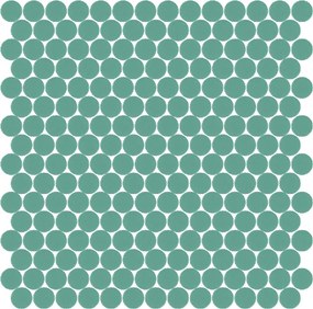 Hisbalit Skleněná mozaika zelená; tyrkysová Mozaika 222A SATINATO kolečka  prům. 2,2 (33,33x33,33) cm - KO222ALH
