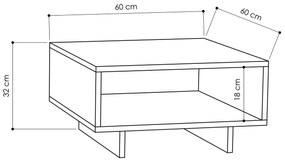 Designový konferenční stolek Eirian 60 cm vzor dub