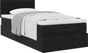 Osmanský rám postele s matrací černá 90x200cm samet 3311749